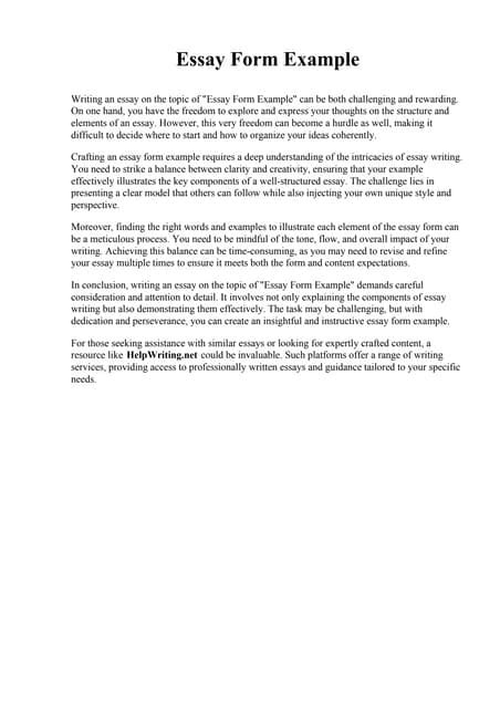 Essay Form Examplepdf
