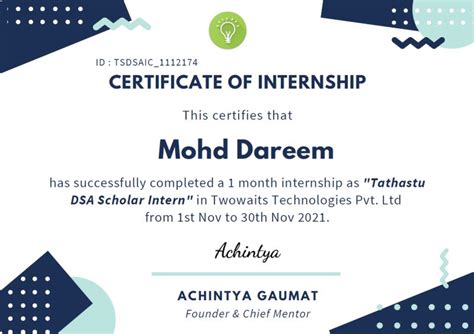 Mohammad Dareem On Linkedin Intern Dsa