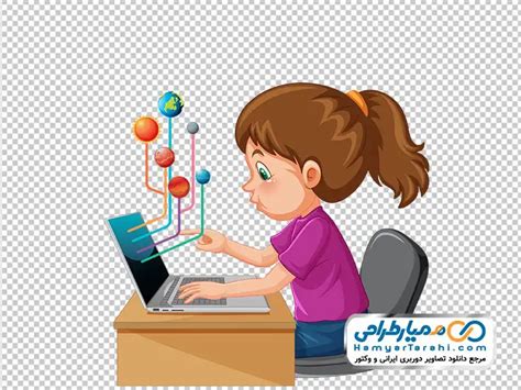 دانلود عکس کارتونی دختر پشت میز کامپیوتر 09053998