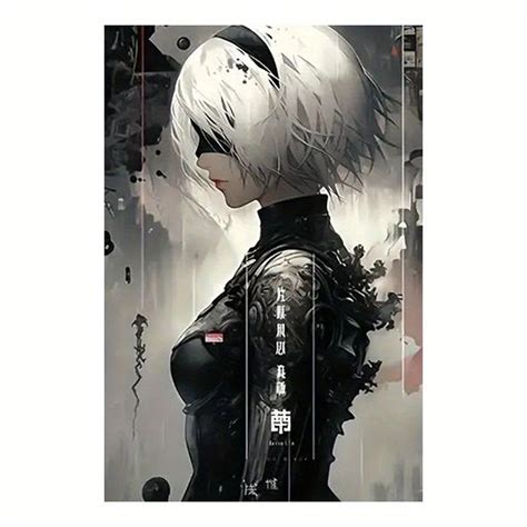 Temu｜모던 애니메이션 2b 캐릭터 캔버스 벽 예술 액자 없는 포스터 홈 거실 기숙사 침실 사무실 장식용 Decoración De Unas