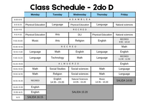 Class Schedule In Colorful Minimalist Style 4 Pdf