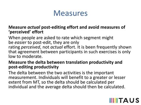 Taus Post Editing Productivity Guidelines Ppt