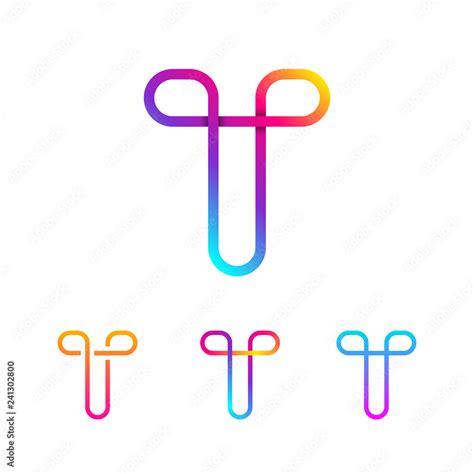 Abstract Letter T Line Monogram Colorful Loops Logotype Circle Shape Swirl Spiral Infinity