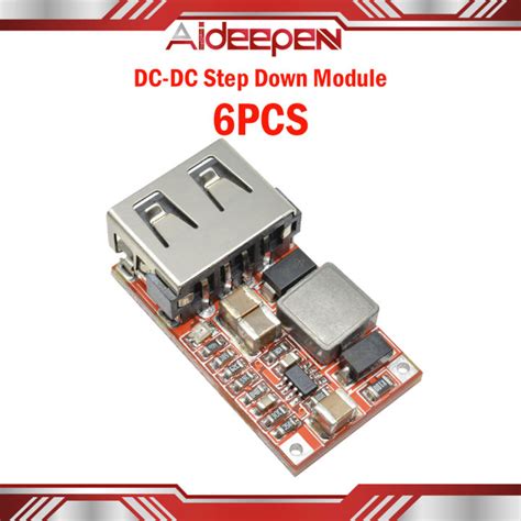 6PCSOriginal Aideepen 6 24V To 5V 3A USB Dc To Dc Step Down Converter Buck Module Not
