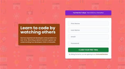Frontend Mentor Intro With Sign Up Form Using Tailwind Css