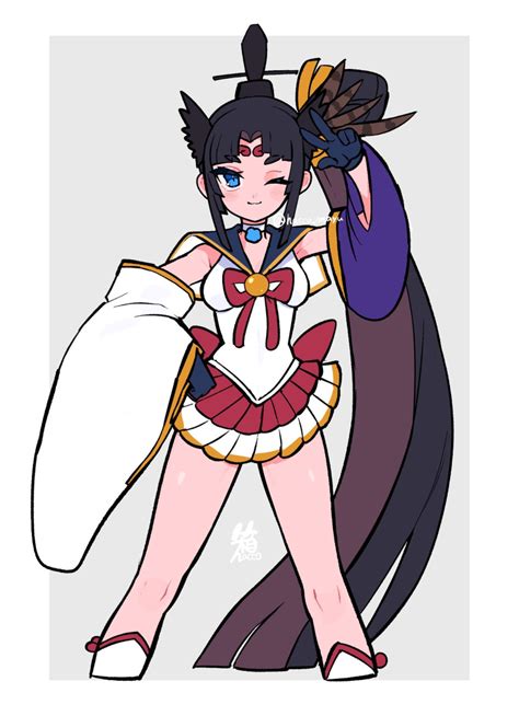 Safebooru 1girl Asymmetrical Sleeves Black Hair Blue Eyes Blue Sailor