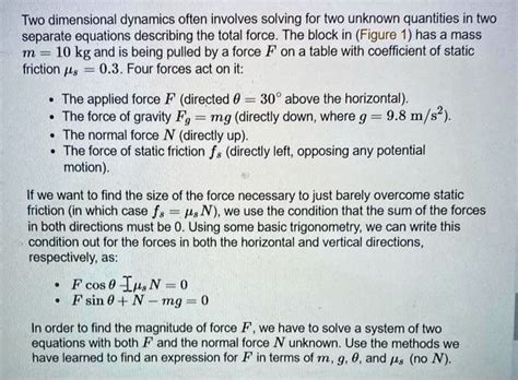 Two Dimensional Dynamics Often Involves Solving For Two Unknown