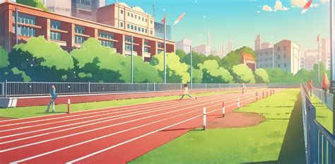 学校操场教学楼场景创意插画图片素材下载 jpg格式 熊猫办公