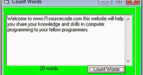Free Programming Source Codes And Computer Programming Tutorials Word Count In Visual Basic 6