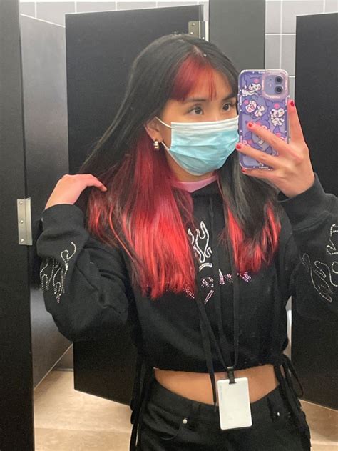 Red And Black Hair Dye Idea Bangs Dyed Hair Temporary Hair Dye