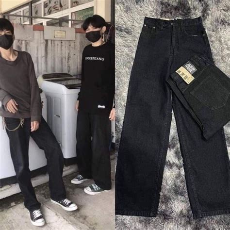 กางเกงยีนส์กระบอกดำมิดไนท์ ป้าย On The Way ผู้ชายใส่เท่ Nantiya Shop Thaipick