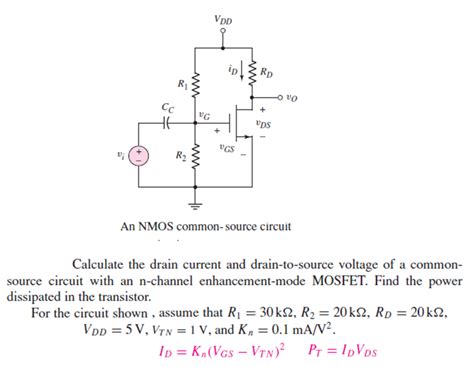 Solved Vdd Ri O Vo Ug Ds 1 An Nmos Common Source Circuit