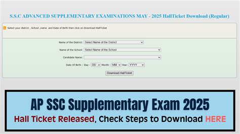 AP SSC Supplementary Hall Ticket 2025 Download 10th Admit Card ASEE And OSSC At Bse Ap Gov In