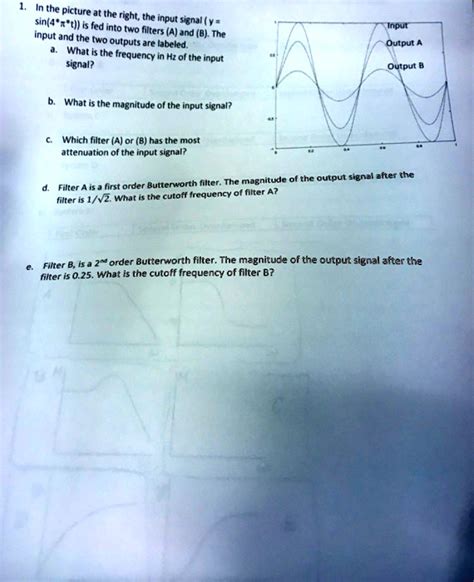 Solved In The Picture On The Right The Input Signal Y Sin4t Is Fed Into Two Filters A