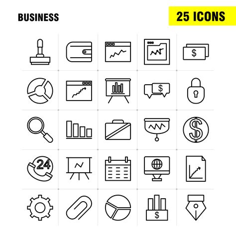 Business Line Icons Set For Infographics Mobile Uxui Kit And Print