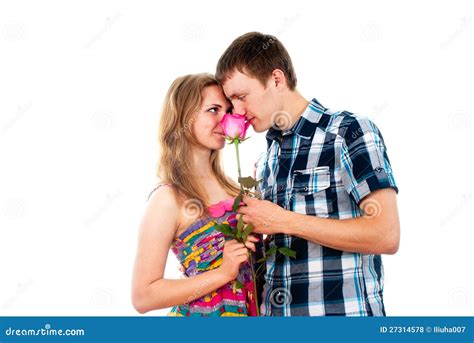 Portret Van Jongen En Meisje In Liefde Stock Foto Image Of Liefde Gehuwd