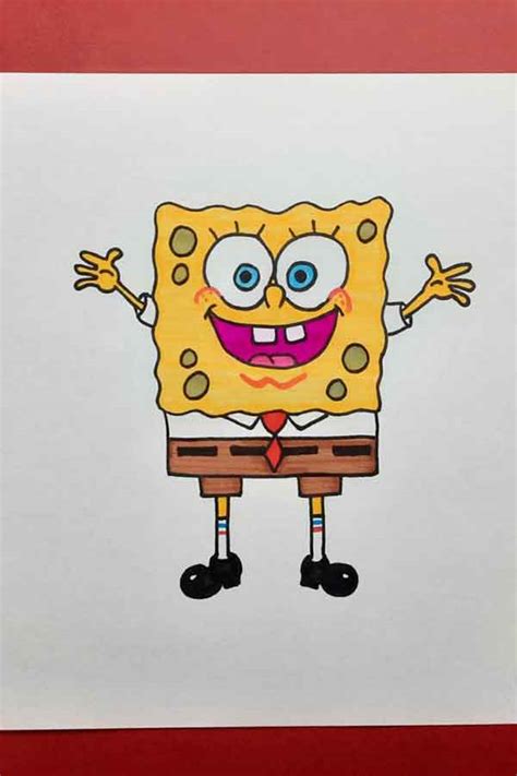 نقاشی باب اسفنجی 2024؛ همینقدر زیبا و کیوت خیلی راحت باب اسفنجی بکش گلی خانوم