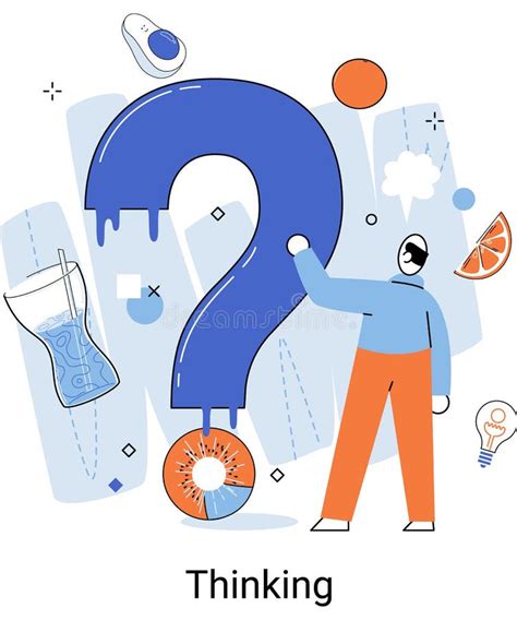 Man Thinking With Question Mark And Fruits Icons Looking For An Answer