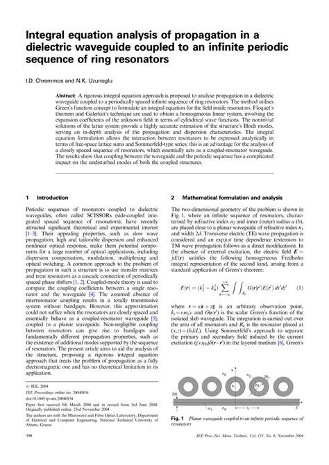Pdf Integral Equation Analysis Of Propagation In A Dielectric
