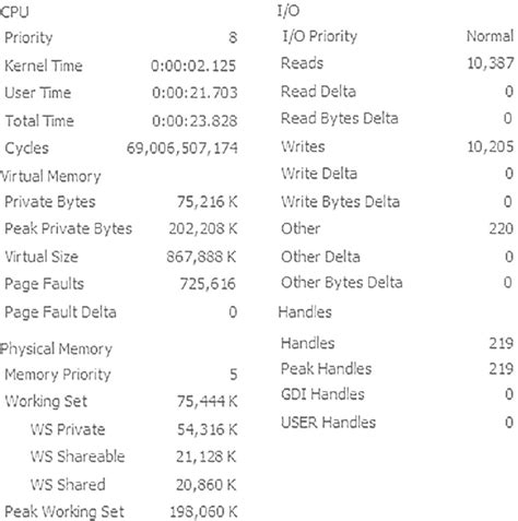 Run Time Performance Attributes Of Browser Process Process Exp
