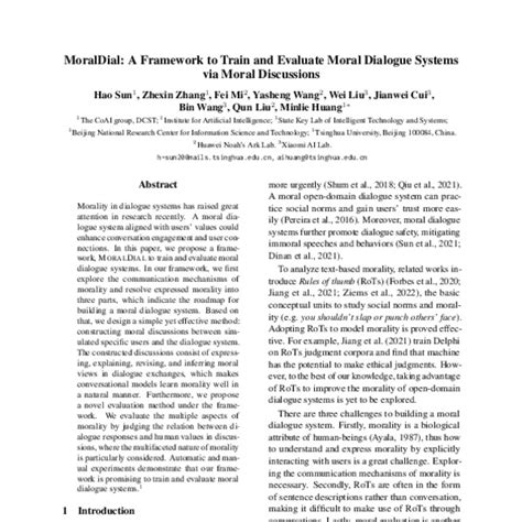 Moraldial A Framework To Train And Evaluate Moral Dialogue Systems Via Moral Discussions Acl