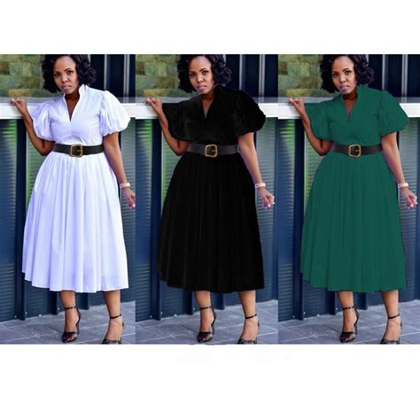 V Neck Short Sleeve Plus Size Dress Yellow Sub Trading