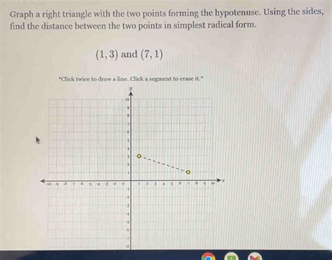 solved graph a right triangle with the two points forming the