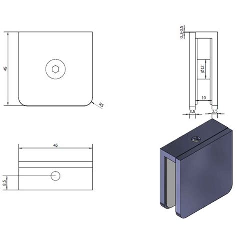 Square Glass Panel Mounting Brackets Glass Door Clamp