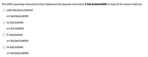 solved the mips assembly instructions that implement the