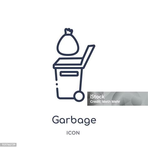 정리 개요 모음에서 선형 가비지 아이콘입니다 흰색 배경에 고립 된 얇은 선 가비지 벡터입니다 쓰레기 유행 그림 가방에 대한 스톡 벡터 아트 및 기타 이미지 Istock