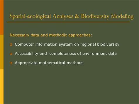 Biodiversity Ecological Analysis At Regional Level And Spatial