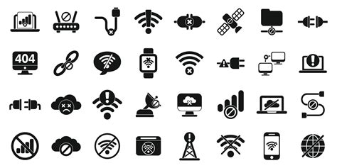 Lost Connection Icons Set Simple Vector Antenna Signal 27151666 Vector