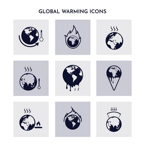 Global Warming Icons Set Vector Art At Vecteezy