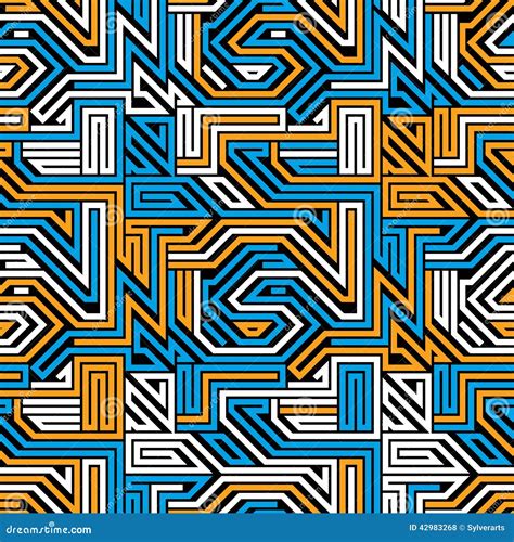 Abstract Circuit Board Seamless Pattern Geometric Vector Background Stock Vector