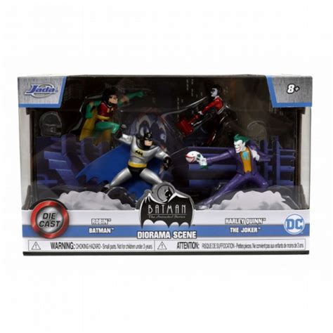 מארז 4 דמויות מתכת מיניאטוריות של Dc באטמן רובין הגוקר והארלי קווין Jada דמויות Dc גיבורי