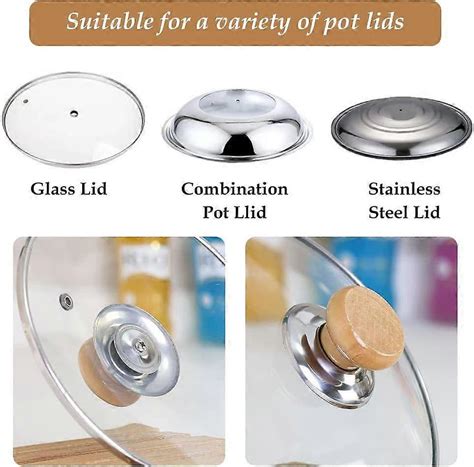 4 Pieces Wooden Lid Handle Knob Universal Replacement Knobs Lid Knobs