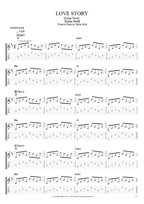 Love Story Tab By Taylor Swift Guitar Pro Guitar And Vocals Mysongbook