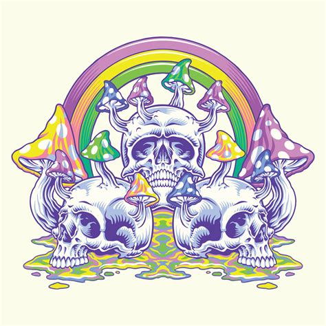 Trippy Skull Mushroom Head Illustration 25896378 Vector Art At Vecteezy