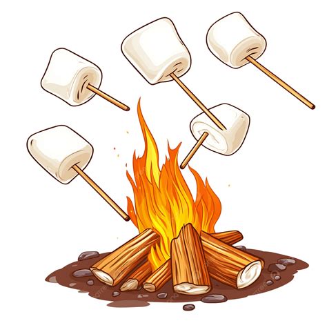 Marshmallows Roasting Over A Campfire Roasting Marshmallows Campfire Illustration
