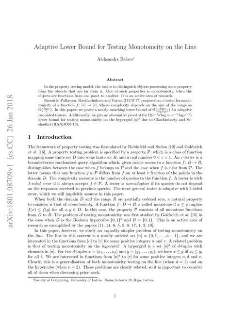 Adaptive Lower Bound For Testing Monotonicity On The Line Deepai