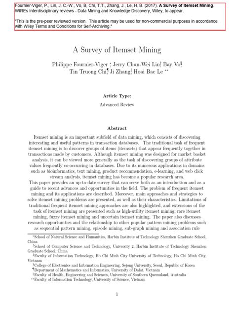 Survey Itemset Mining Pdf Applied Mathematics Computing