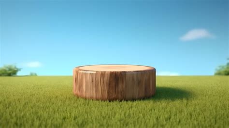 Premium Photo A Round Wooden Object On Grass