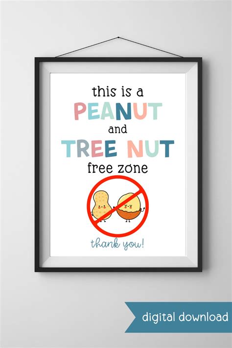 Printable Peanut And Tree Nut Free Zone Sign Food Allergy Sign