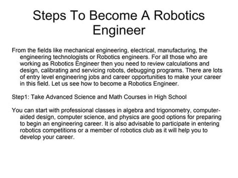 Robotics Engineering Coursespdf Postgraduate Education College