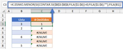 Lista de Números Omitidos en Secuencia Excel y Google Sheets