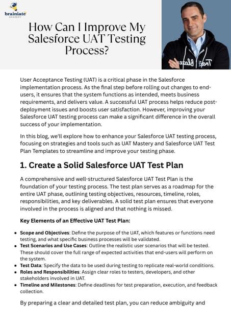 How Can I Improve My Salesforce Uat Testing Process Pdf