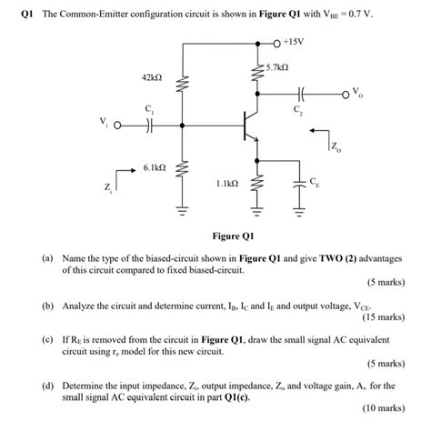 solved q1 the common emitter configuration circuit is shown