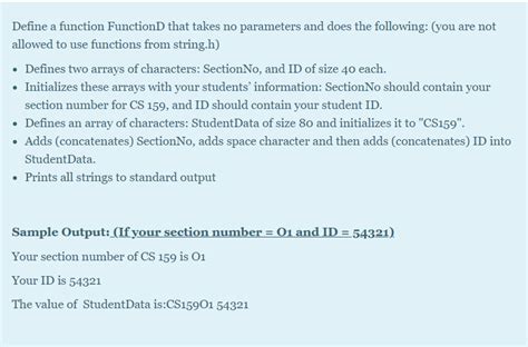 Solved Define A Function FunctionD That Takes No Parameters Chegg