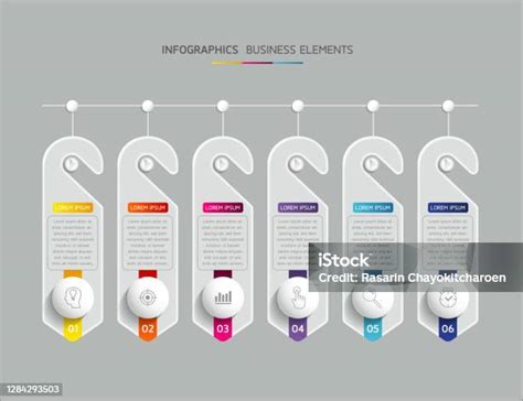 인포그래픽을 위한 벡터 요소입니다 프레젠테이션 및 차트 단계 또는 프로세스 옵션 번호 워크플로 템플릿 Designnumber 6 0명에 대한 스톡 벡터 아트 및 기타 이미지