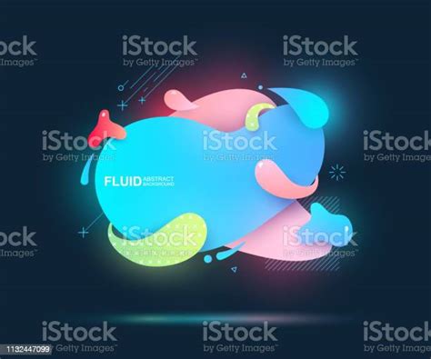 추상 유체 및 현대 요소입니다 동적 컬러 형태와 라인 유체 다채로운 그라데이션 유기 모양 어두운 파란색 배경에 격리 벡터 일러스트 유기농에 대한 스톡 벡터 아트 및 기타